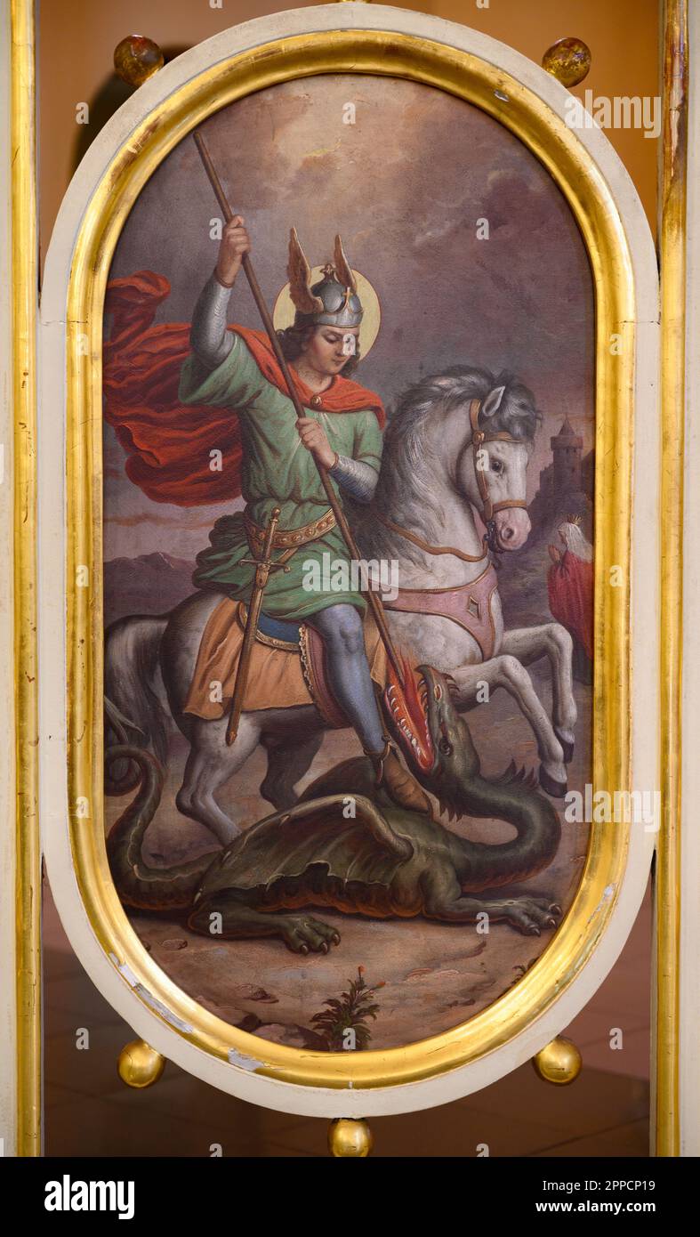 An icon of saint George slaying a dragon. The Greek-Catholic Church of ...