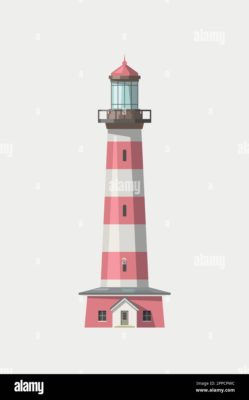 simple design red color lighthouse on white Stock Vector Image & Art ...