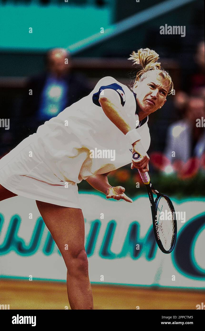 Steffi Graf (GER) competing at the 1999 French Open Stock Photo - Alamy
