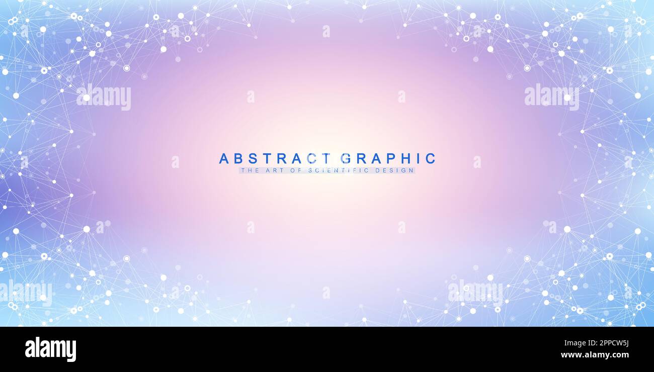 Digits abstract background with connected line and dots, wave flow ...