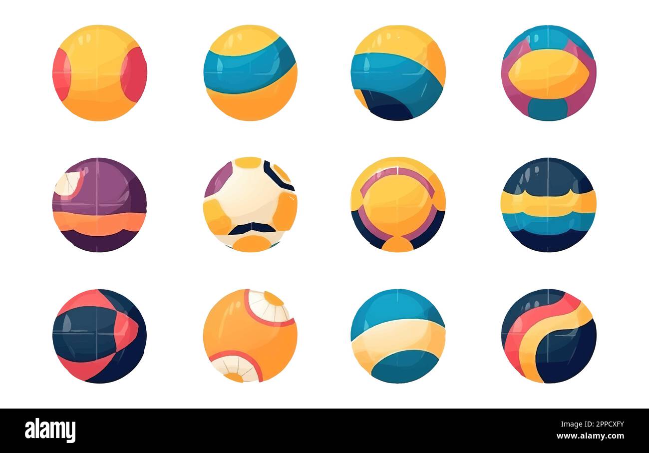 ui set vector illustration of colorful beach ball isolated on white ...