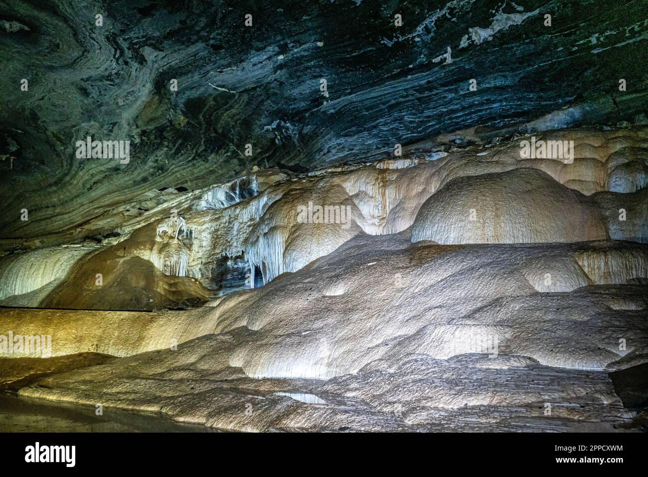 Limestone cave of stalactite and stalagmite formations, the Gruta da ...