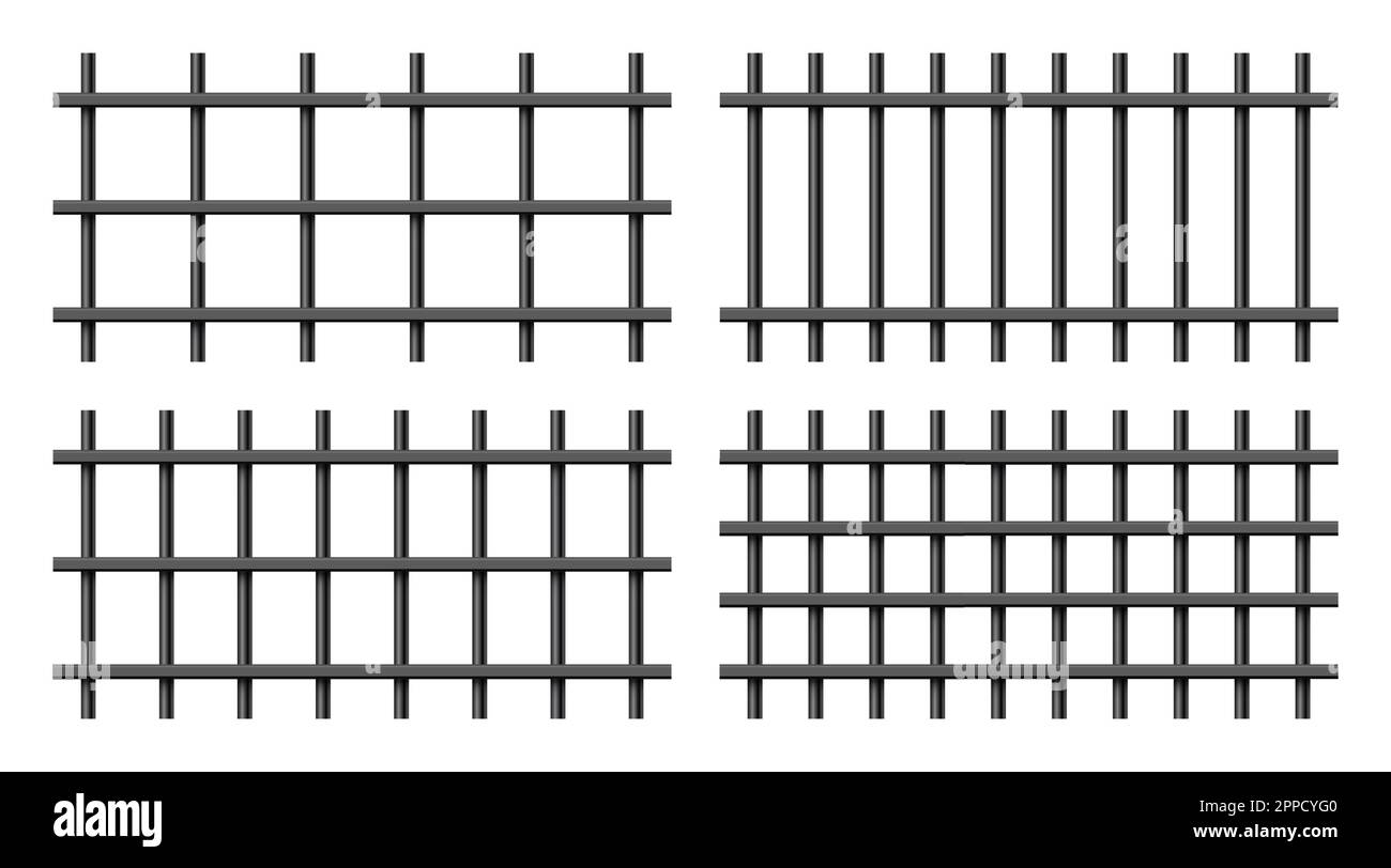 Realistic shiny metal prison bars isolated on white background ...