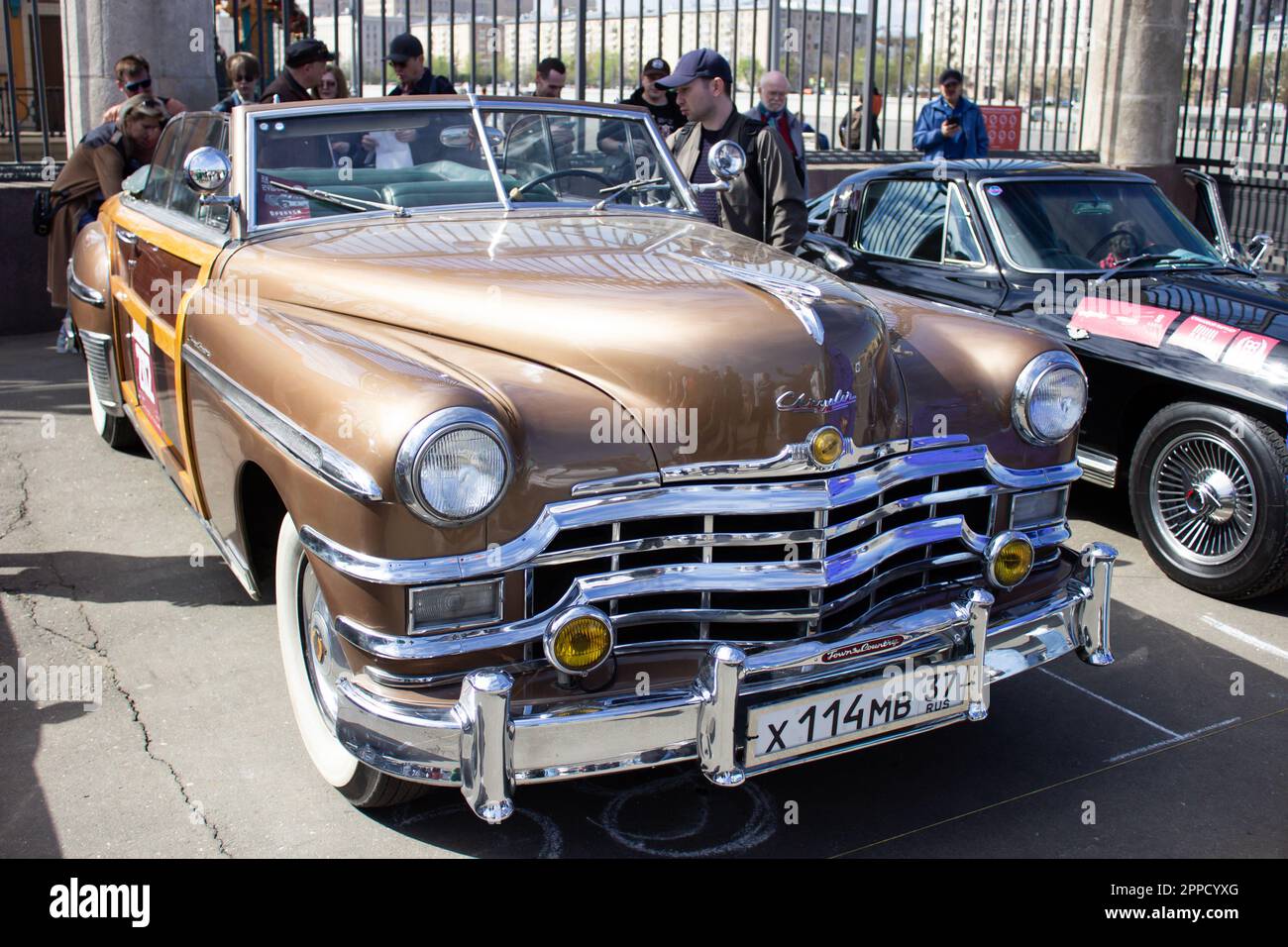 Moscow, Russia. 23rd Apr, 2023. A retro Chrysler car seen parked near ...
