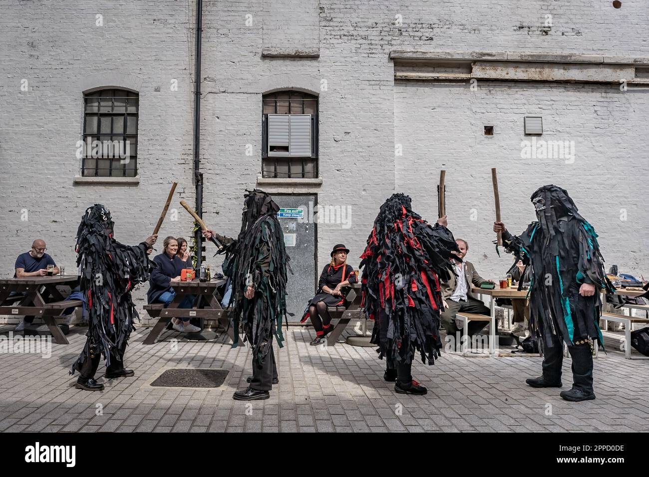 The Wild Hunt Bedlam Morris perform outside The Horseshoe Inn ...