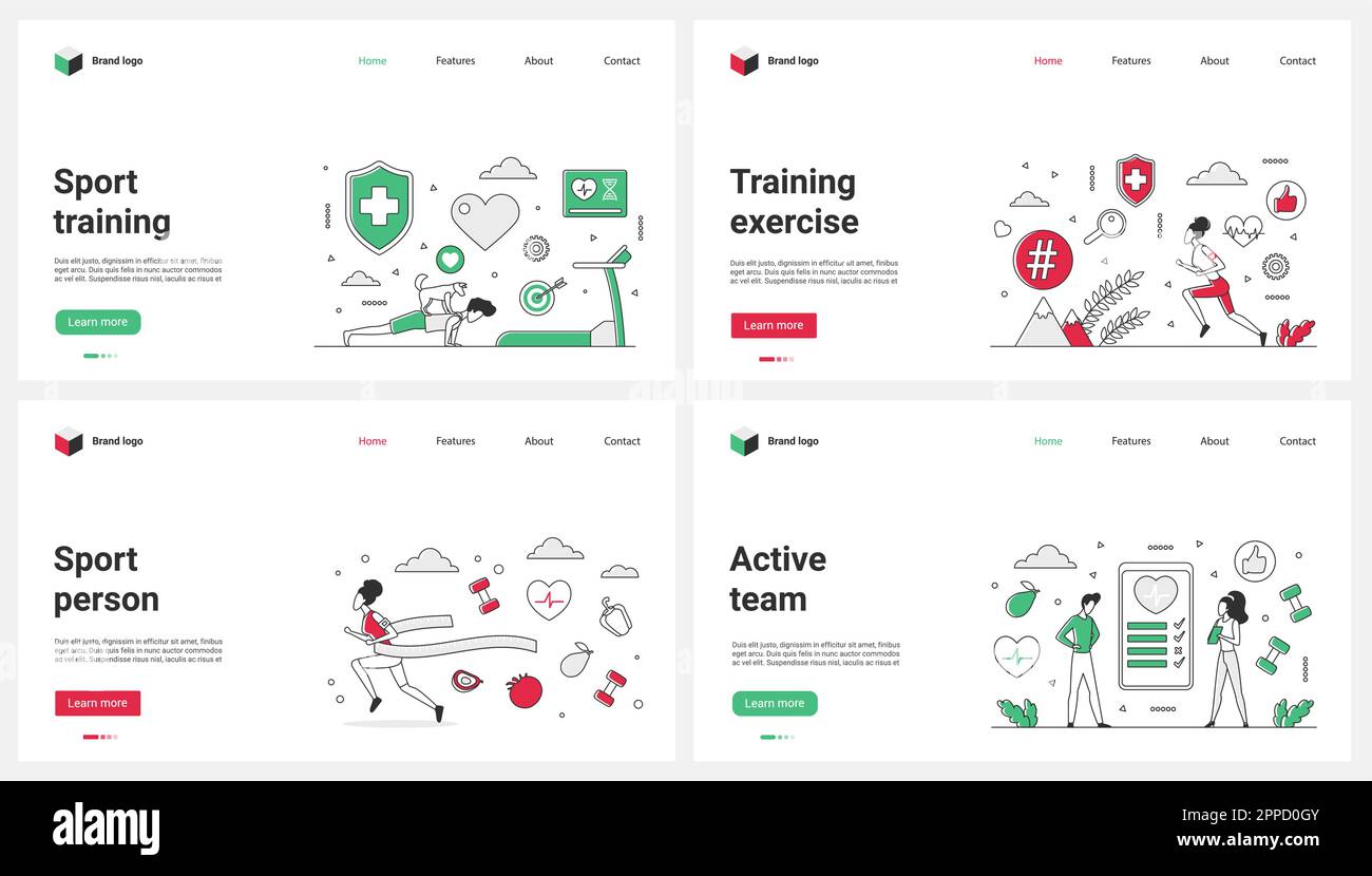 Sports training at home and gym, exercises with fitness mobile app set ...