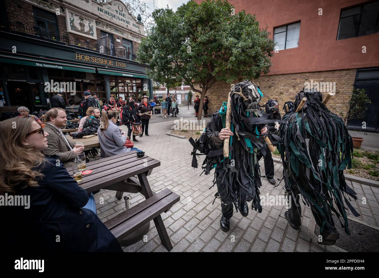 The Wild Hunt Bedlam Morris perform outside The Horseshoe Inn ...