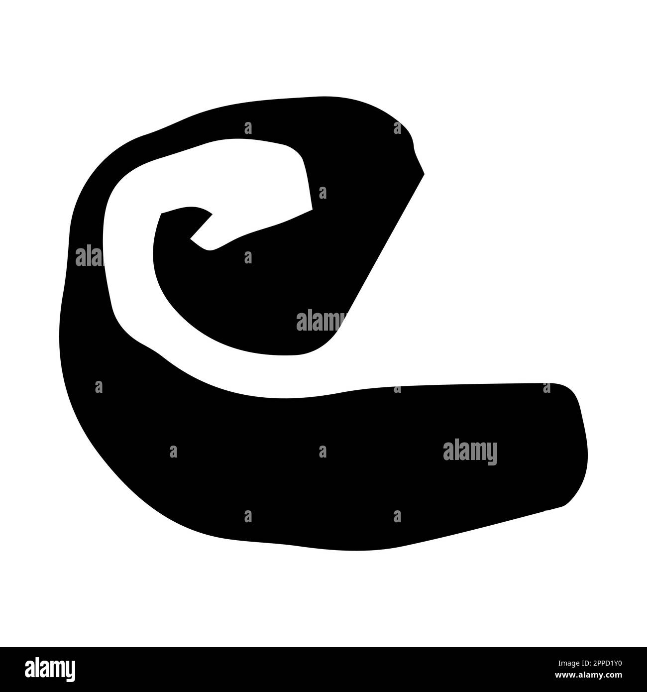 Round swirl symbol, hand painted with ink brush, isolated on white ...