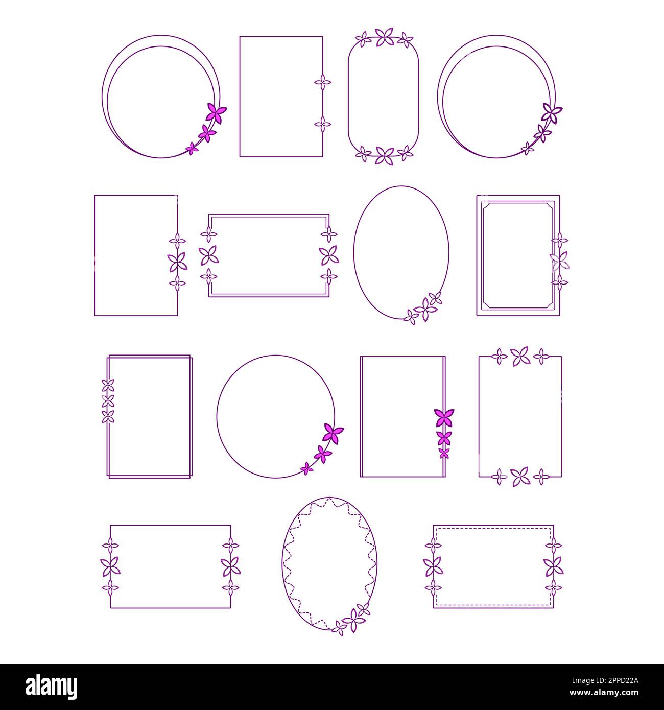 Line art style frames of various shapes. Rectangular and oval ...