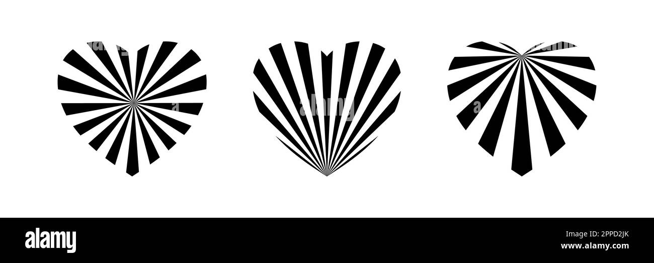 Heart line. Sunshine light ray. Black beam isolated on white background ...