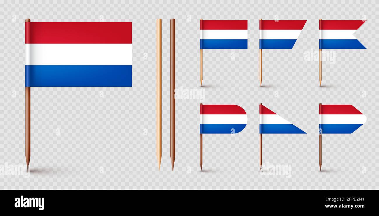 Realistic various Dutch toothpick flags. Souvenir from Netherlands ...