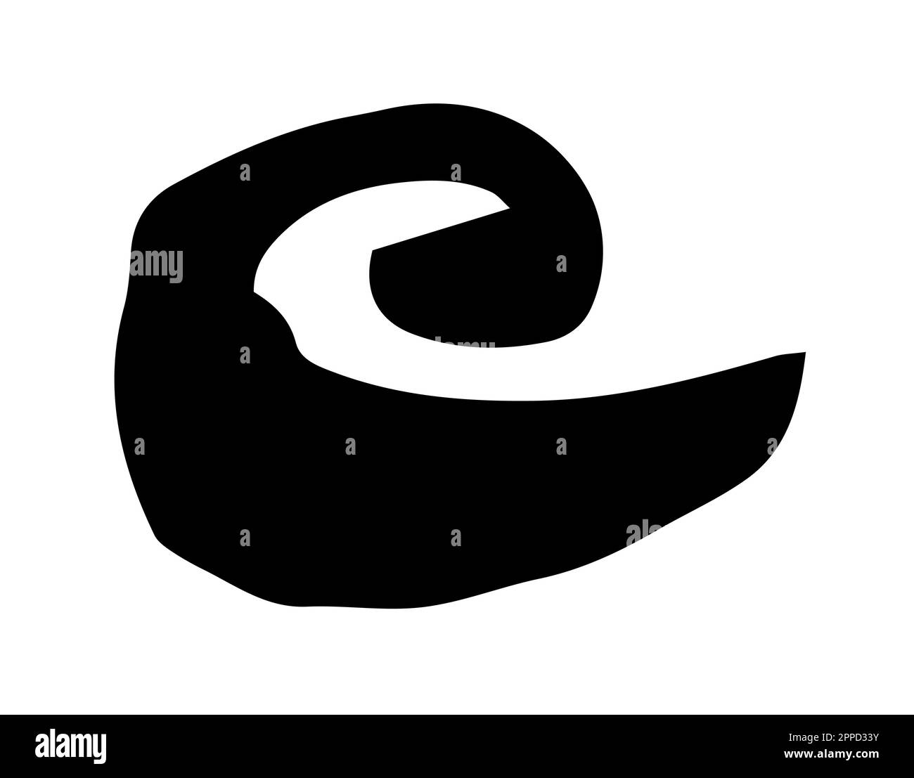 Round swirl symbol, hand painted with ink brush, isolated on white ...