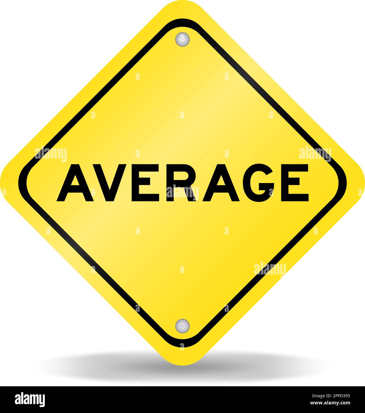 Yellow color transportation sign with word average on white background ...