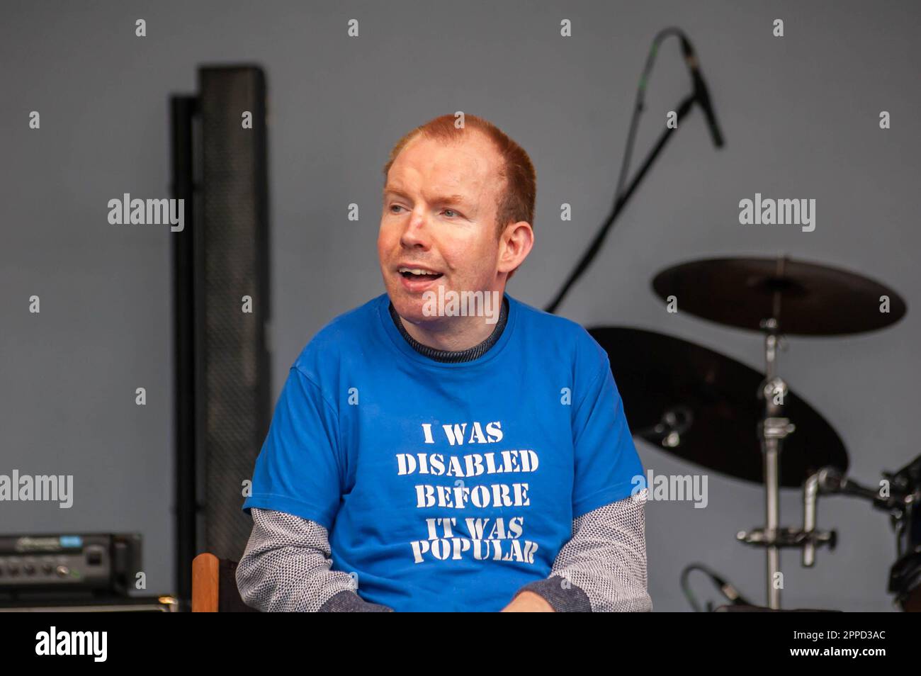 TRAFALGAR SQUARE, LONDON - 23 April 2023: Lost Voice Guy (Lee Ridley ...
