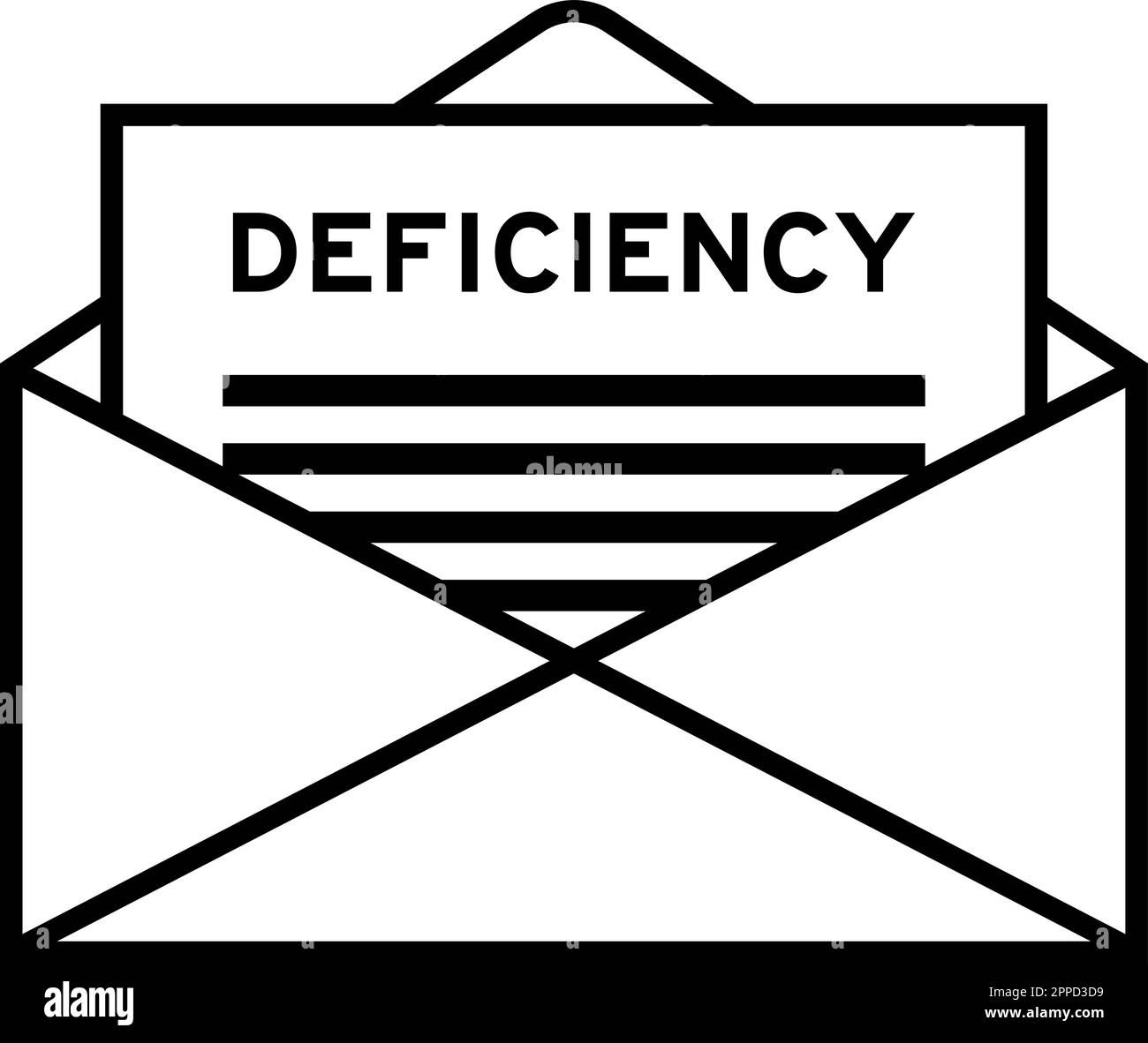 Envelope and letter sign with word deficiency as the headline Stock ...