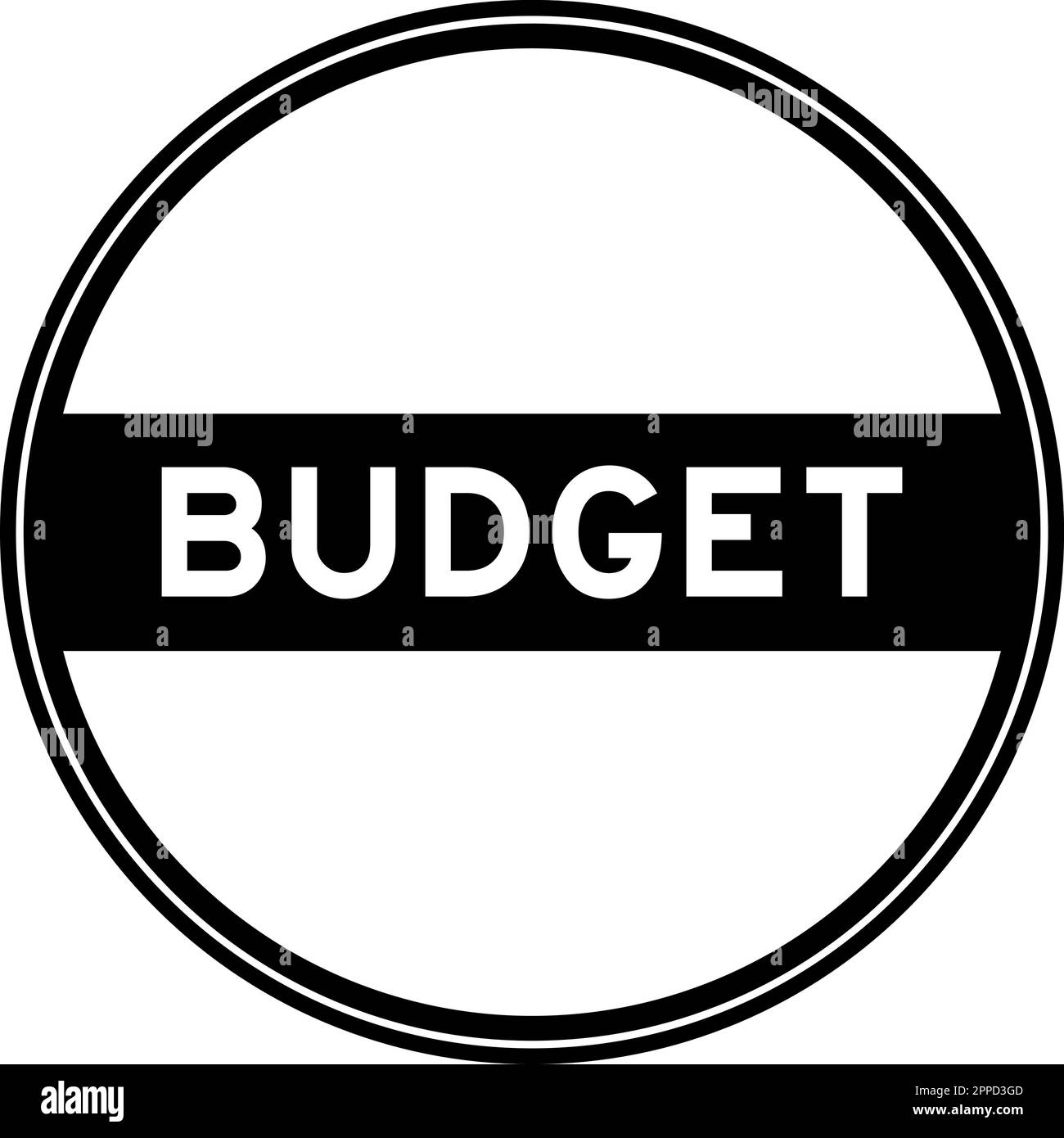 Black color round seal sticker in word budget on white background Stock ...
