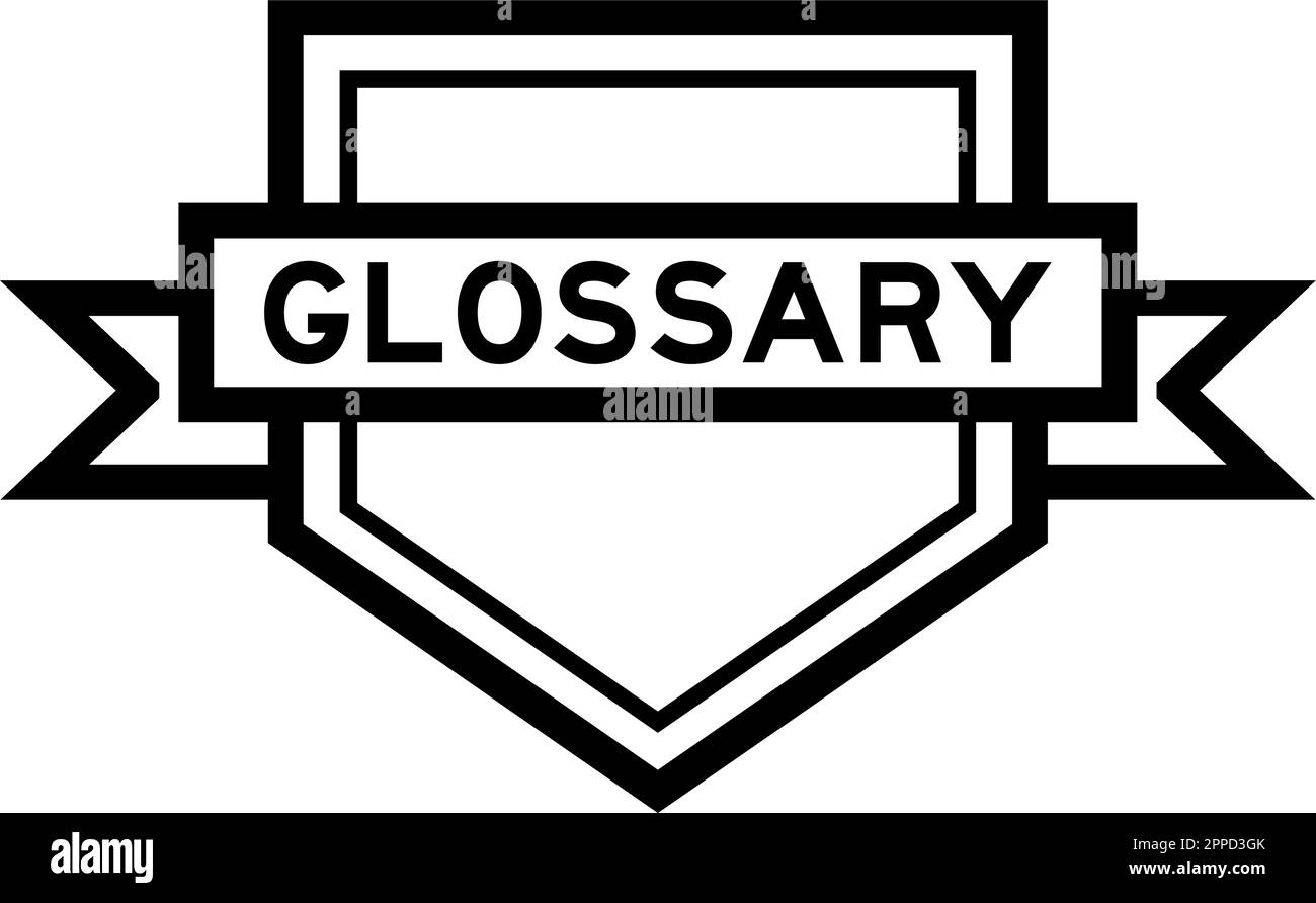 Vintage black color pentagon label banner with word glossary on white background Stock Vector ...