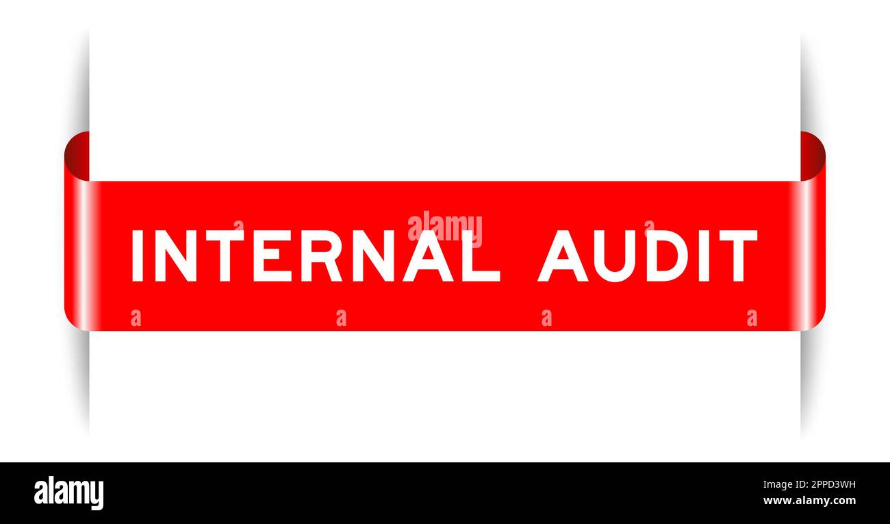 Red color inserted label banner with word internal audit on white ...