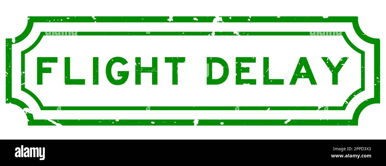 Grunge green flight delay word rubber seal stamp on white background ...
