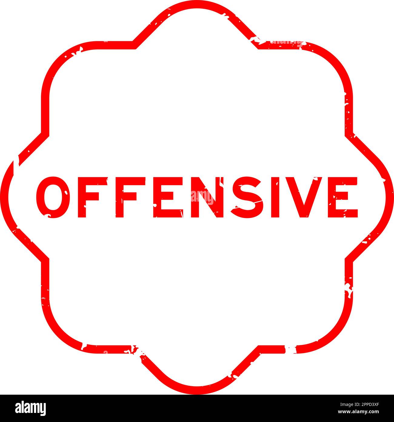 Grunge red offensive word rubber seal stamp on white background Stock ...