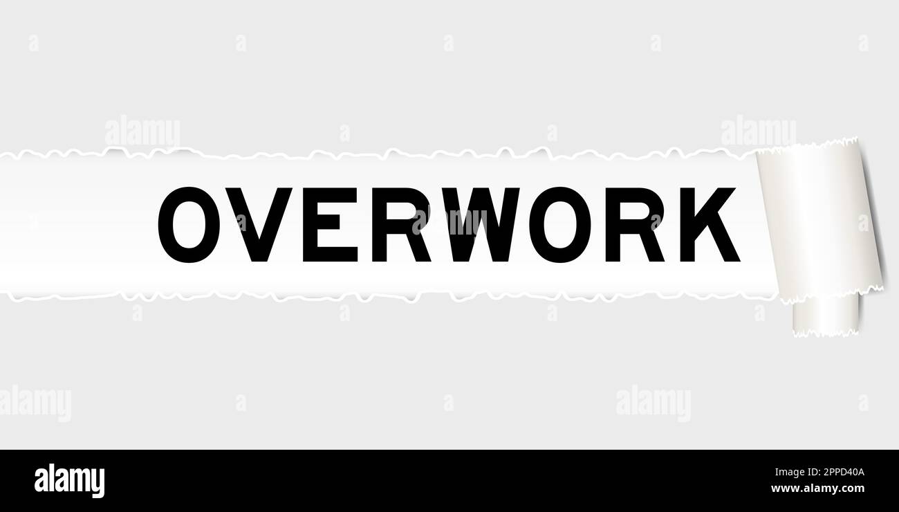 Ripped gray paper background that have word overwork under torn part Stock Vector Image & Art ...