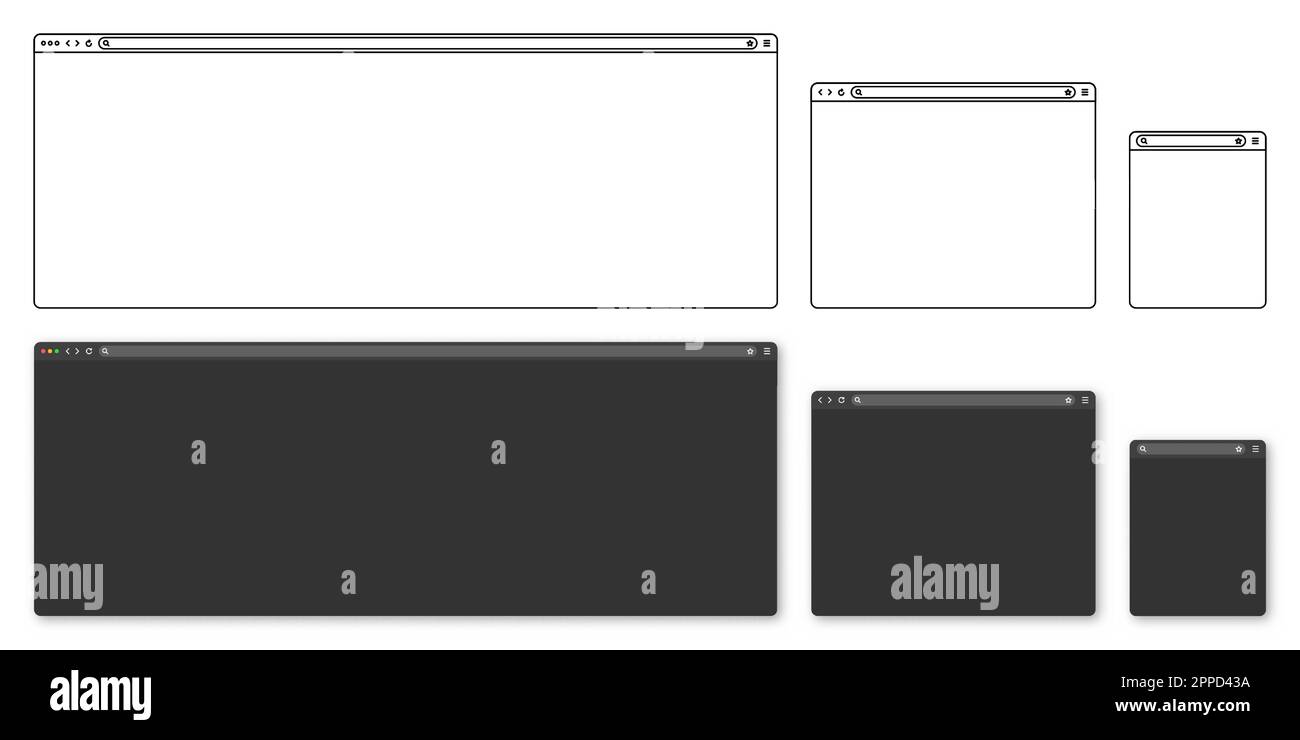Blank web browser, internet page window with toolbar and search field ...