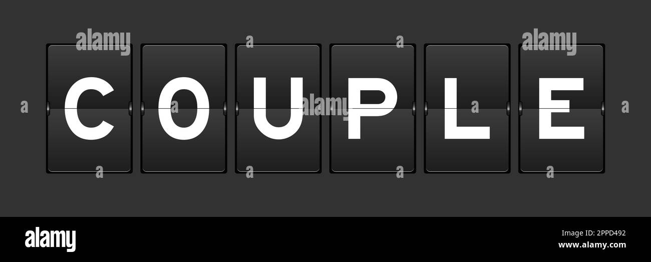 Black color analog flip board with word couple on gray background Stock ...