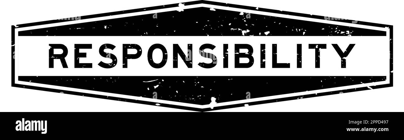 Grunge black responsibility word hexagon rubber seal stamp on white ...