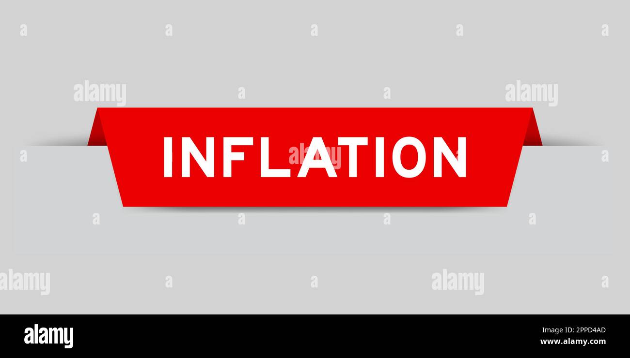 Red color inserted label with word inflation on gray background Stock ...