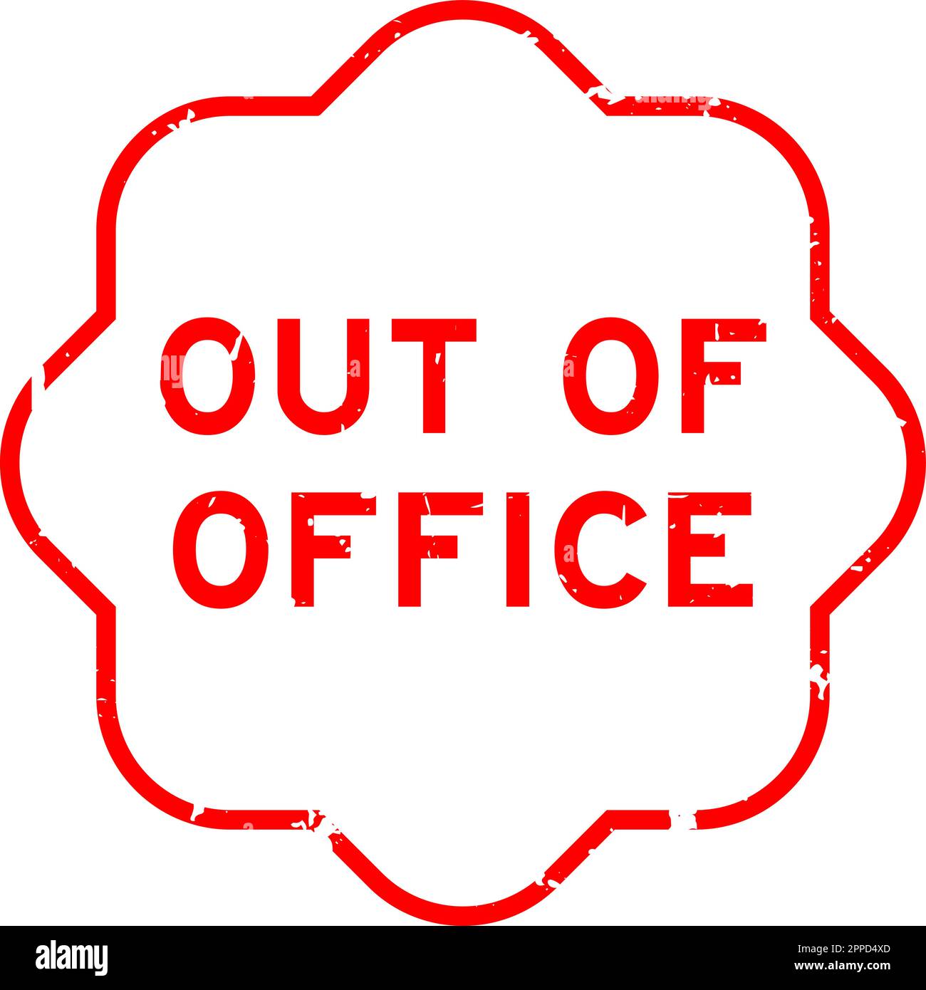 Grunge red out of office word rubber seal stamp on white background ...