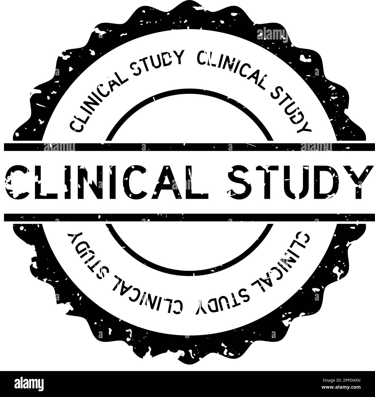 Grunge black clinical study word round rubber seal stamp on white ...