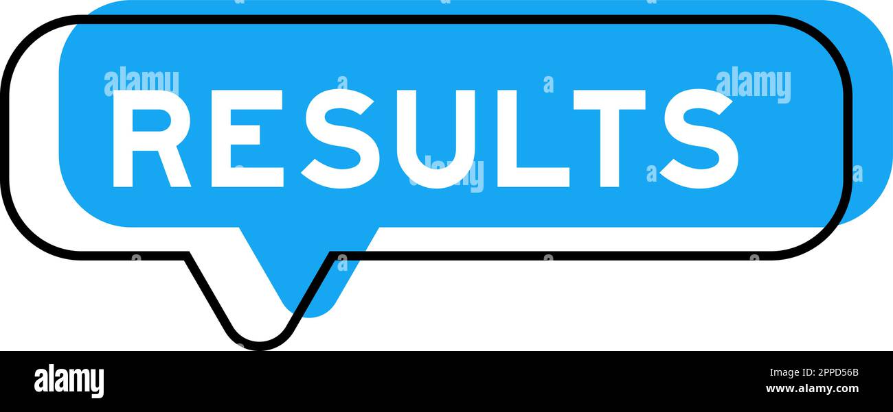Speech banner and blue shade with word results on white background ...