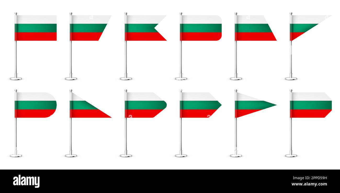 Bulgarian table flags on a chrome steel pole. Souvenir from Bulgaria ...