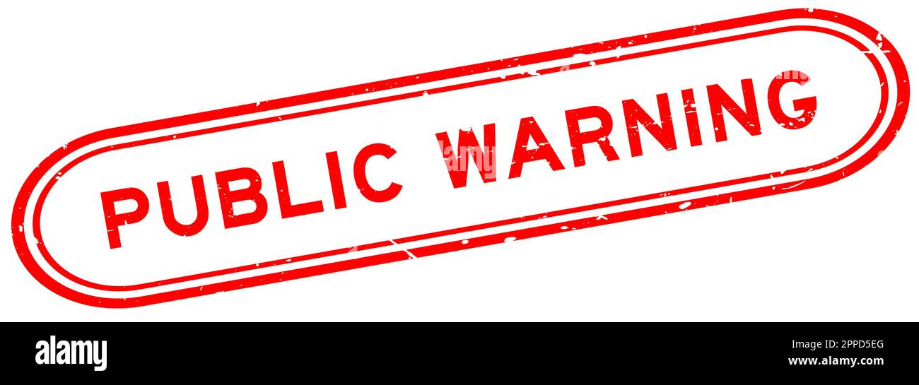 Grunge red public warning word rubber seal stamp on white background ...