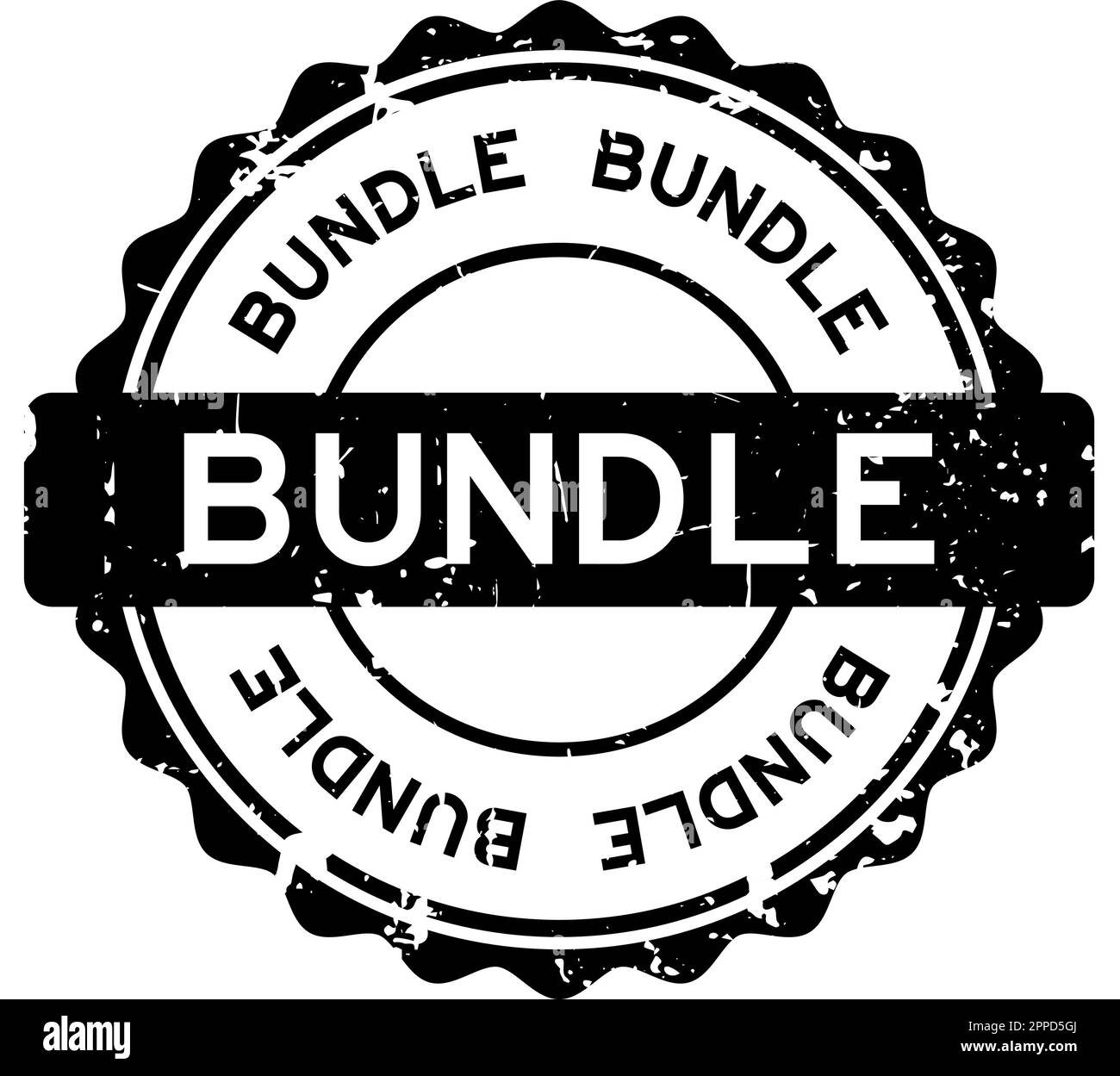 Grunge black bundle word round rubber seal stamp on white background ...