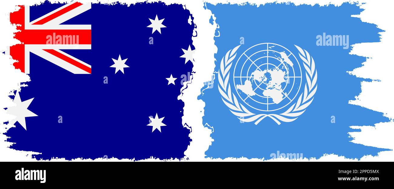 UN and Australia grunge flags connection, vector Stock Vector Image ...