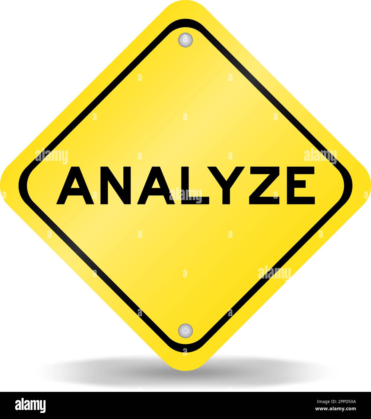 Yellow color transportation sign with word analyze on white background ...