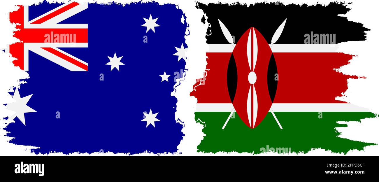 Kenya and Australia grunge flags connection, vector Stock Vector Image ...