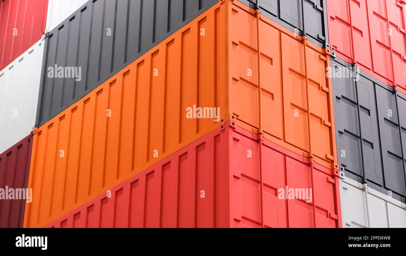Container cargo box background, Stack of containers, logistics concept ...