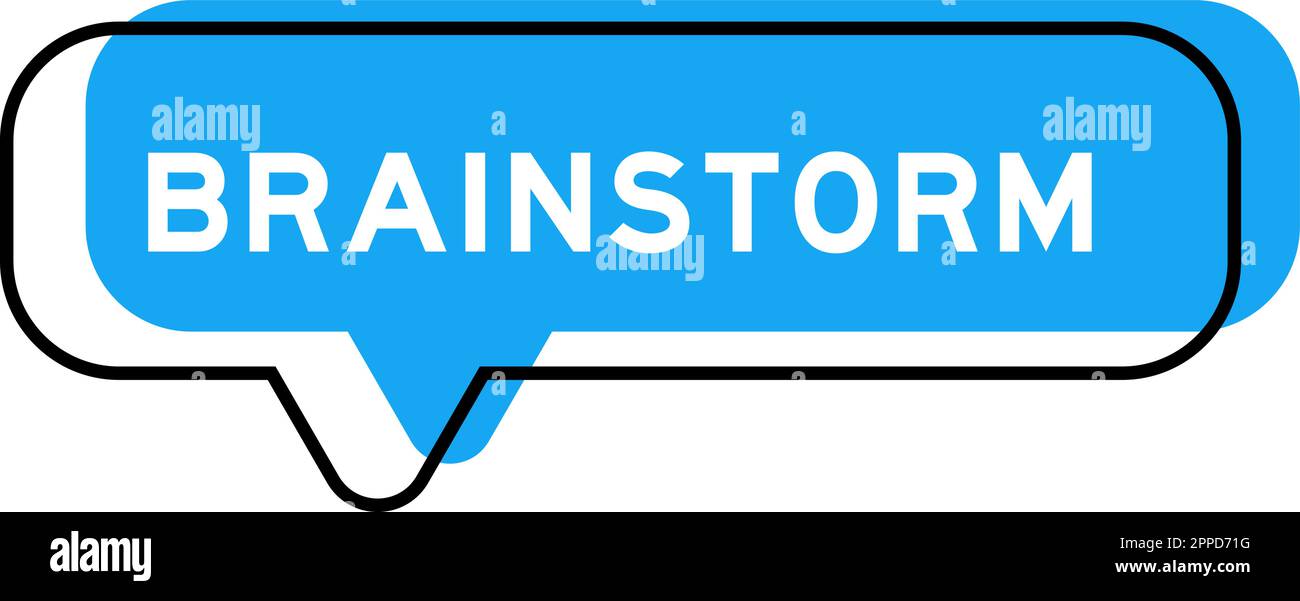 Speech banner and blue shade with word brainstorm on white background ...