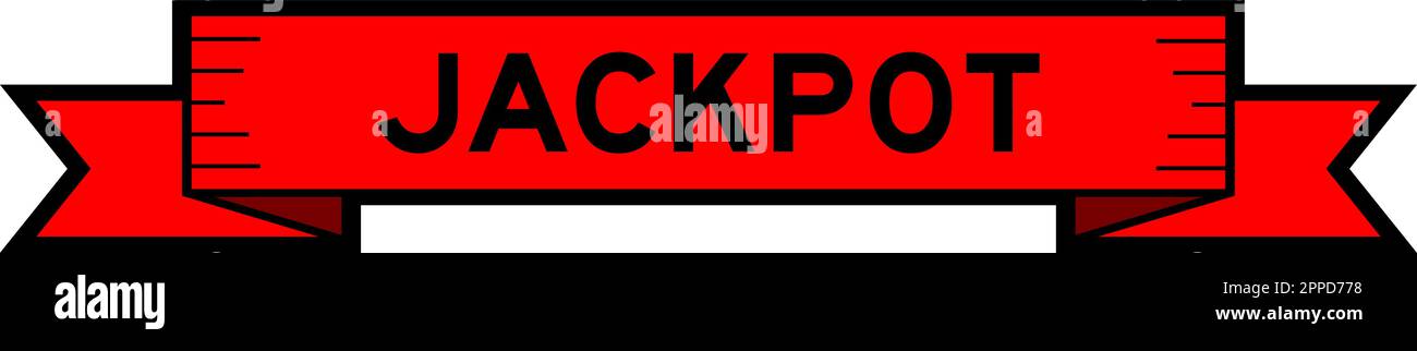 Ribbon label banner with word jackpot in red color on white background ...