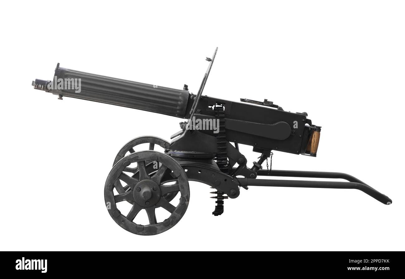 Military old maxim machine gun on a white background isolated Stock ...