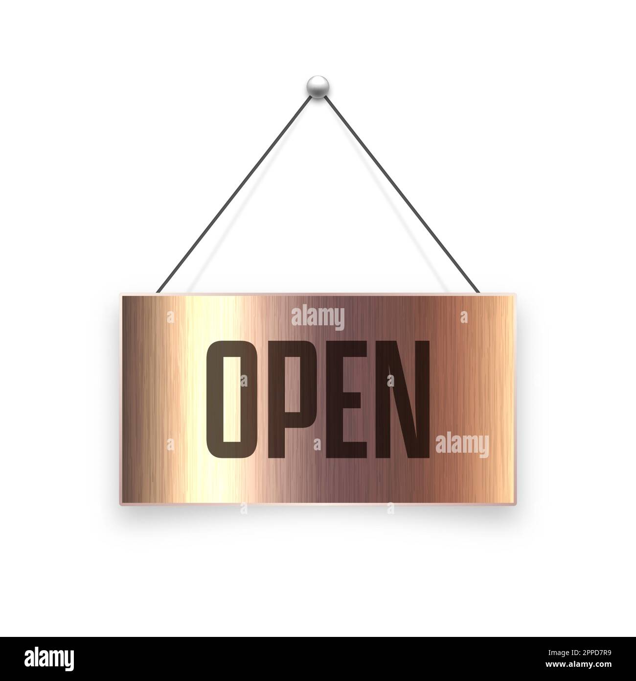 Brushed metal Open hanging signboard. Vintage door sign for cafe, restaurant, bar or retail ...
