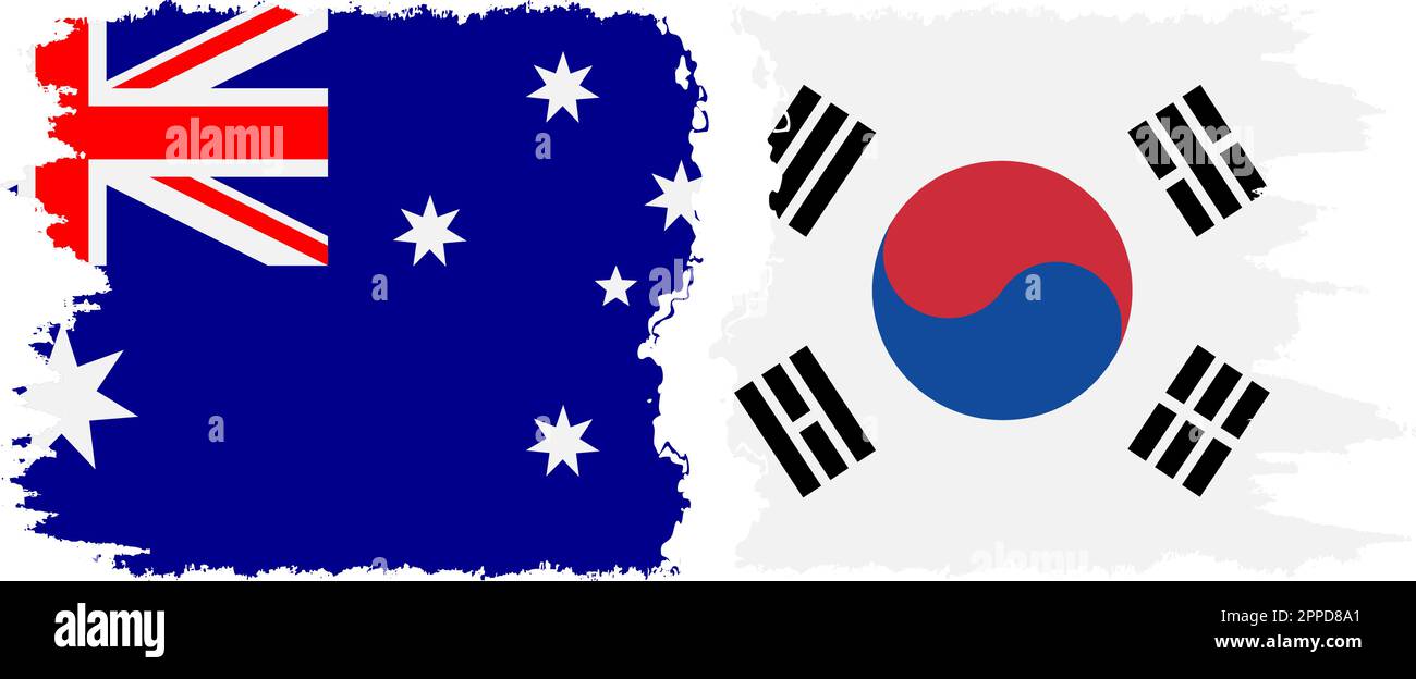 South Korea and Australia grunge flags connection, vector Stock Vector ...