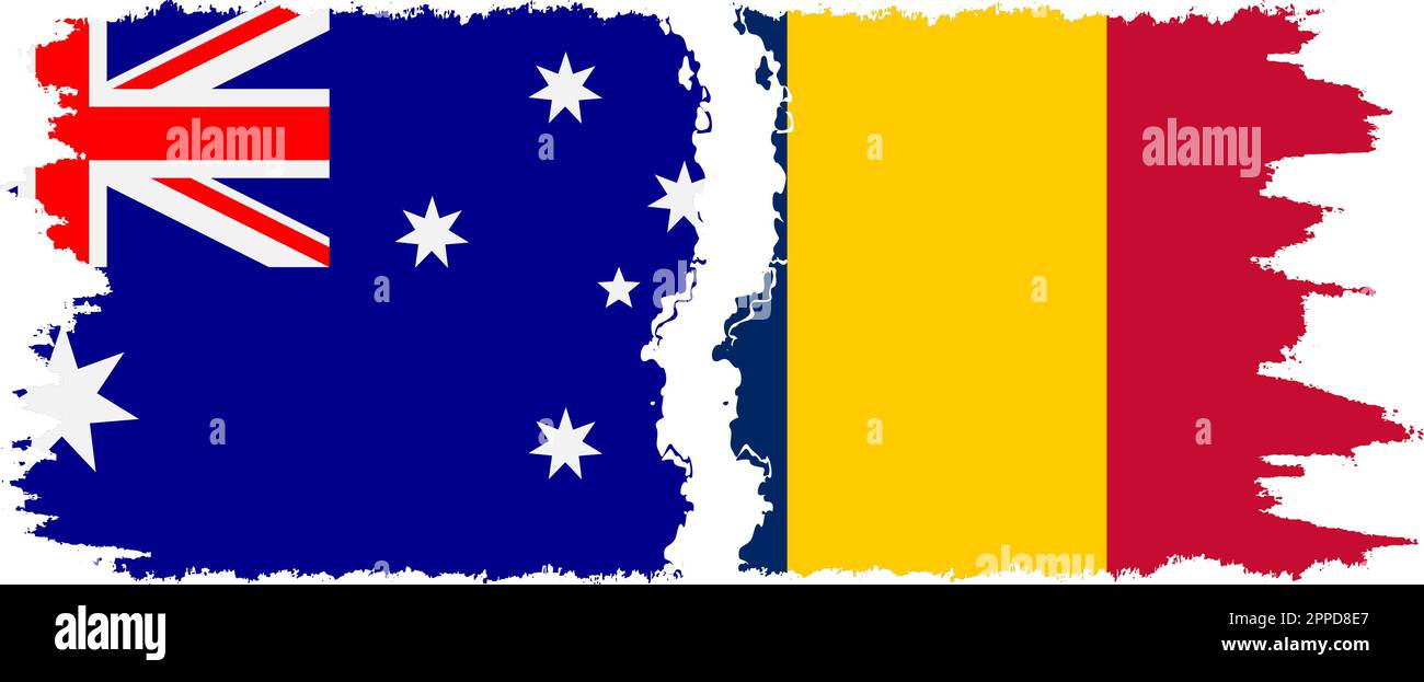 Chad and Australia grunge flags connection, vector Stock Vector Image ...