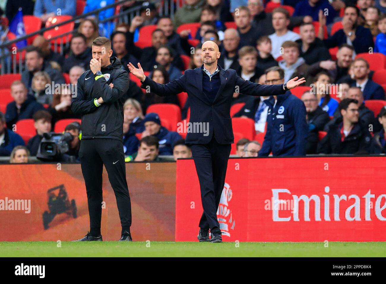 Manchester United manager Erik ten Hag on the sidelines during the ...