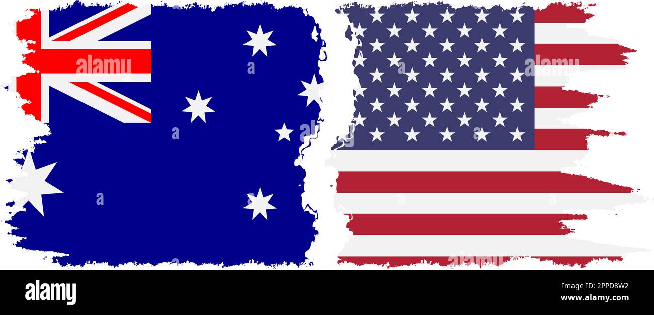 United States and Australia grunge flags connection, vector Stock ...