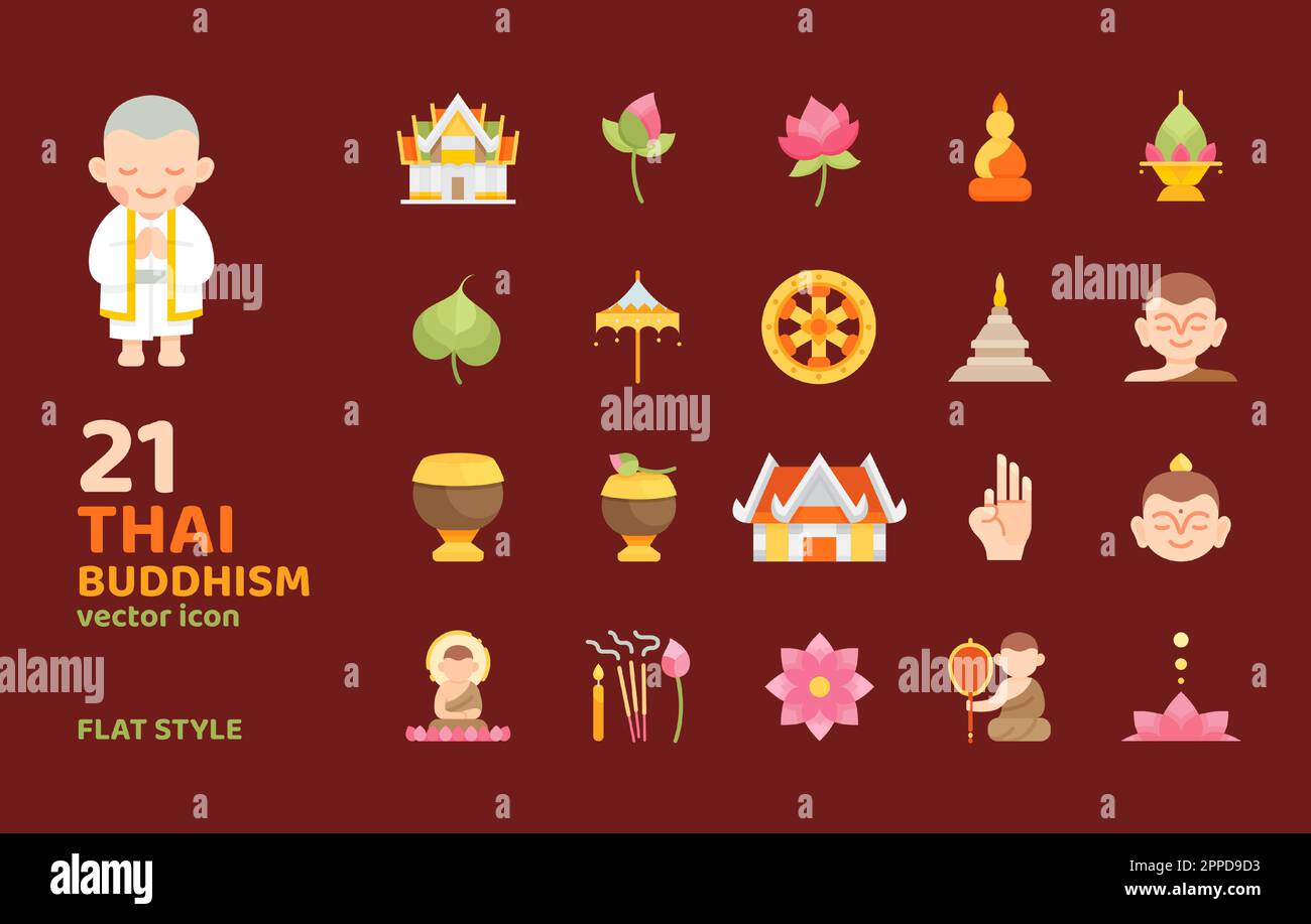 thai buddhism flat icon style vector illustration for decoration ...