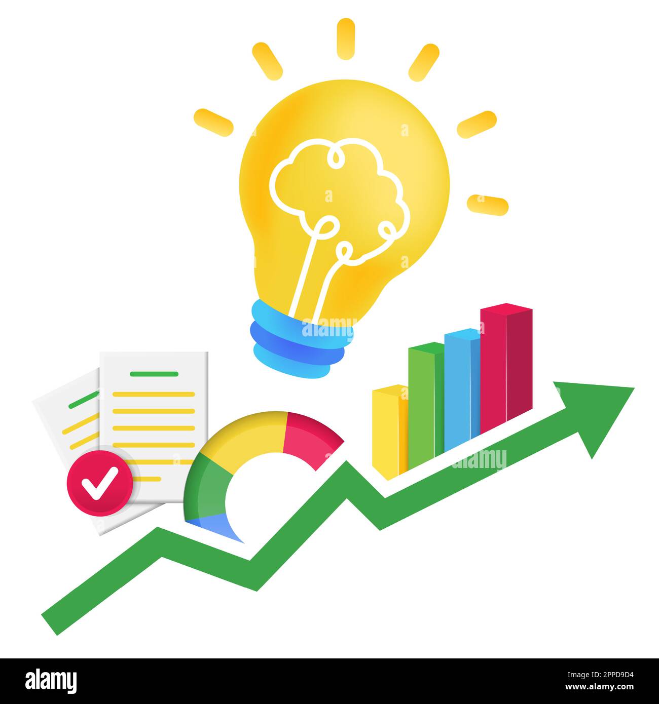 creative idea thinking and business valuable evaluation concept vector ...