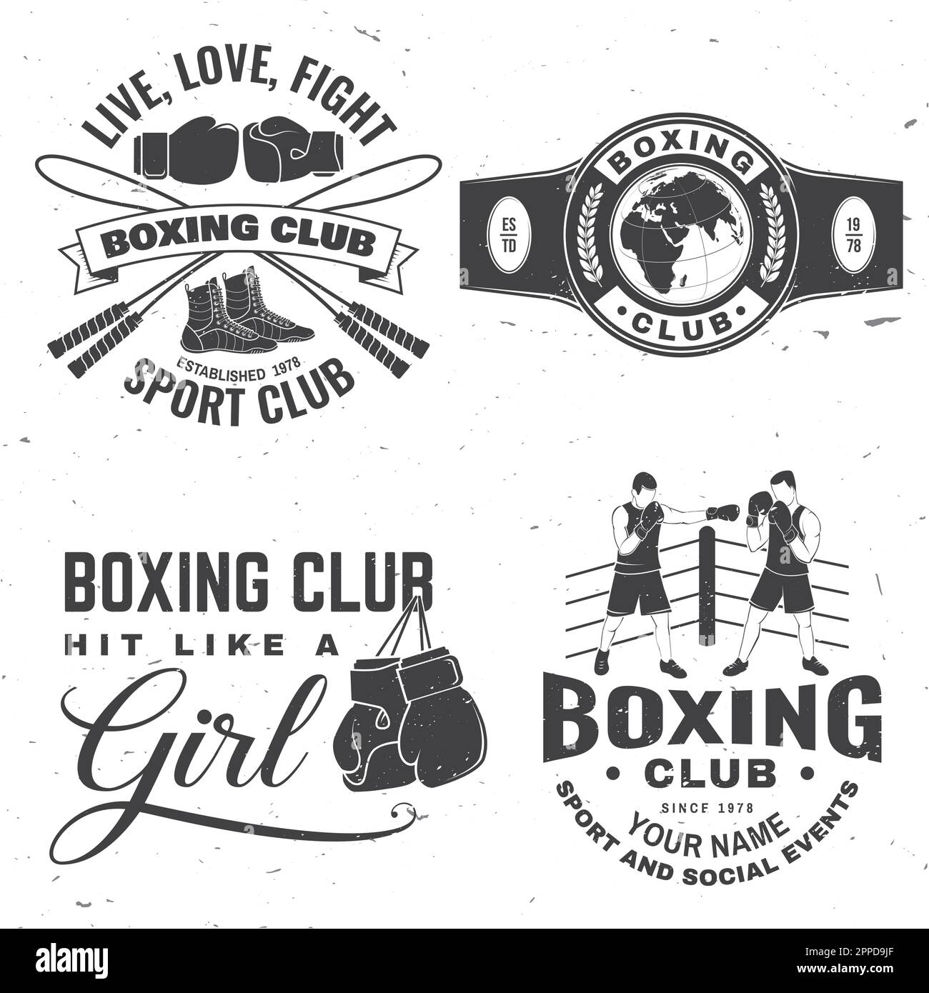 Set of Boxing club badge, logo design. Vector illustration. For Boxing ...